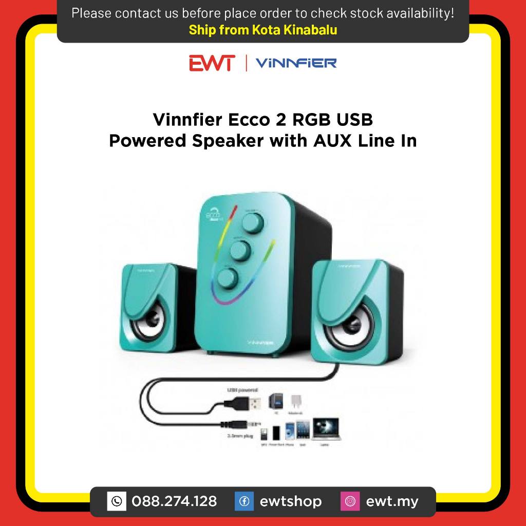 Vinnfier ECCO 2 RGB Usb Powered Speaker with Aux Line In Turquois 100% ...