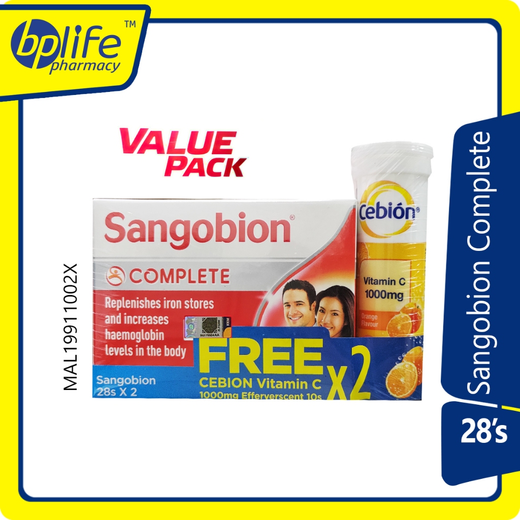 Sangobion Value Pack 2x28s FOC Cebion Effervescent Vit C 20s ...