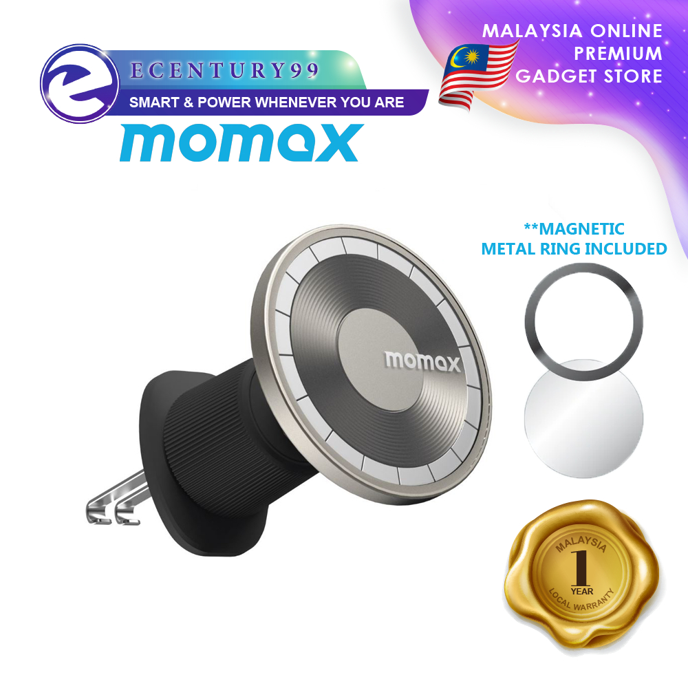 Momax CM22 MOVE EASY Magnetic Car Mount Air Vent Phone Holder (Free Magnetic Metal Ring ...