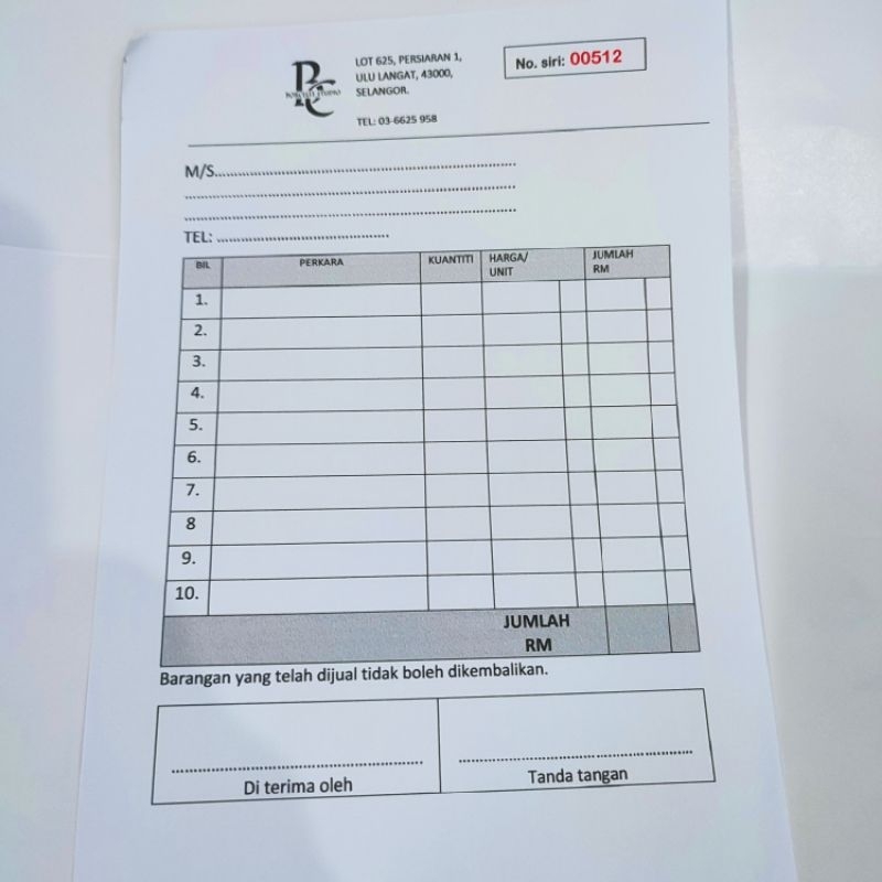 CUSTOM CETAK BUKU RESIT / INVOICE SAIZ A5 | Shopee Malaysia