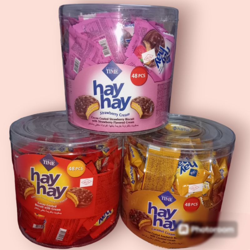 TIME HAY HAY COCOA COATED BISCUIT JAR WITH CREAM/STRAWBERRY CREAM ...