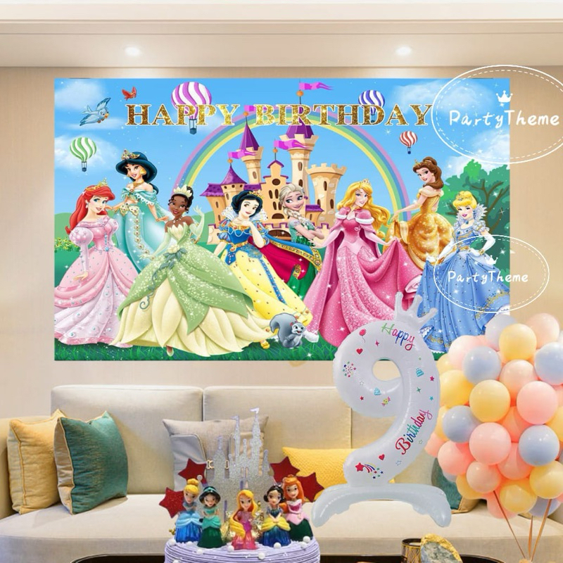 Free Gift*Princess birthday background backdrop Theme Set Creative ...