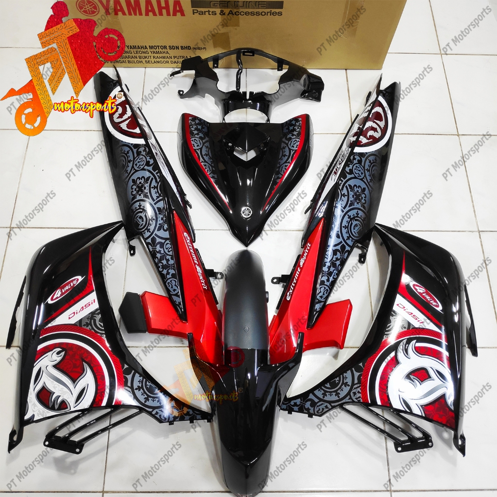 Yamaha LC135 LC 135 Cover Set Black Red Kilat V1 V2 V3 V4 V5 V6 V7 Batik Hitam Merah NO 6 Siap ...