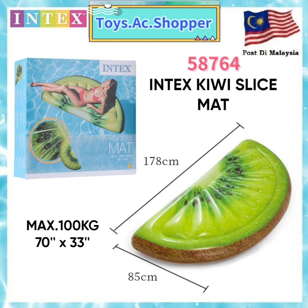 INTEX 58764 Kiwi Slice Mat Inflatable Swimming Pool Lounger Swim Floats ...