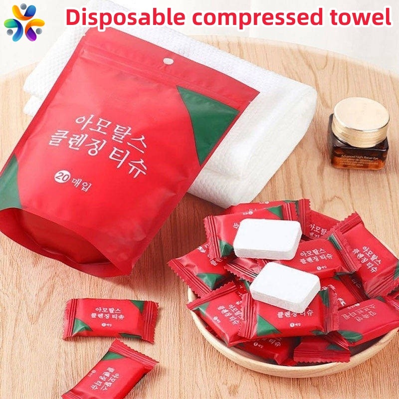 20pcs Disposal Cotton Compressed Face Towel Coin Tissue Towelettes ...