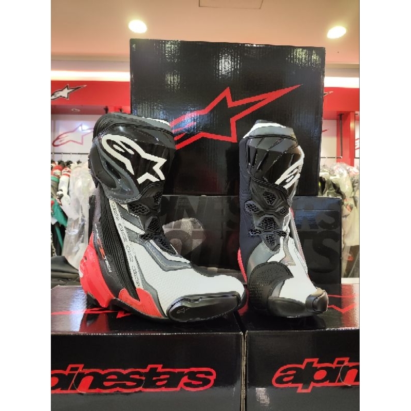 ALPINESTARS BOOTS SUPERTECH-R (BLACK/RED FLUO/WHITE/GREY) | Shopee Malaysia