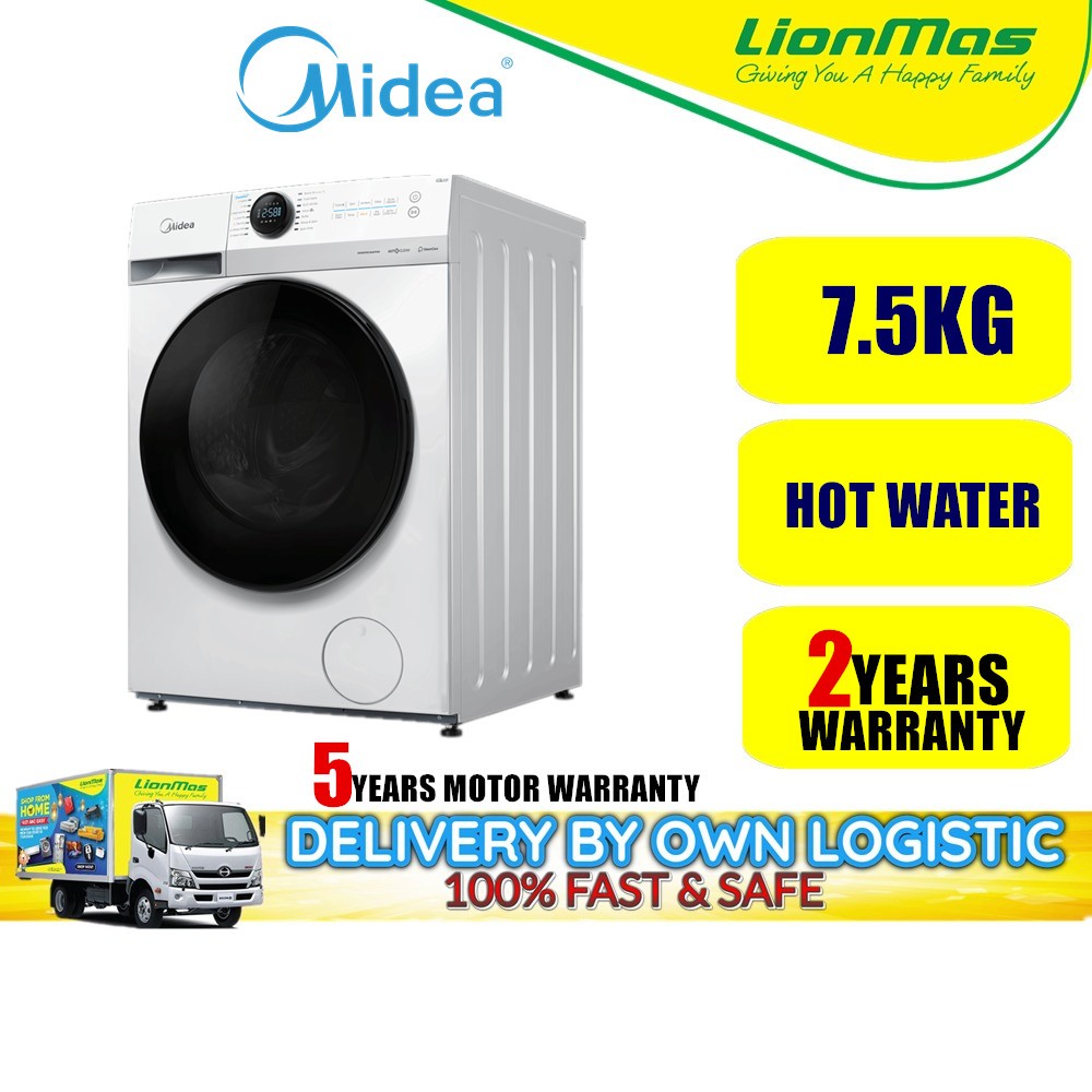 MIDEA 7.5Kgs Front Load Washer MF100W75 Washing Machine Mesin Basuh ...