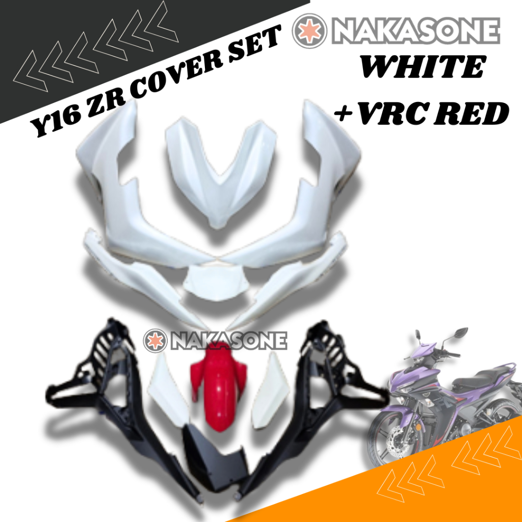 YAMAHA Y16 Y16ZR YAMAHA Y16ZR COVER SET BODY SET [ WHITE + VRC RED ...