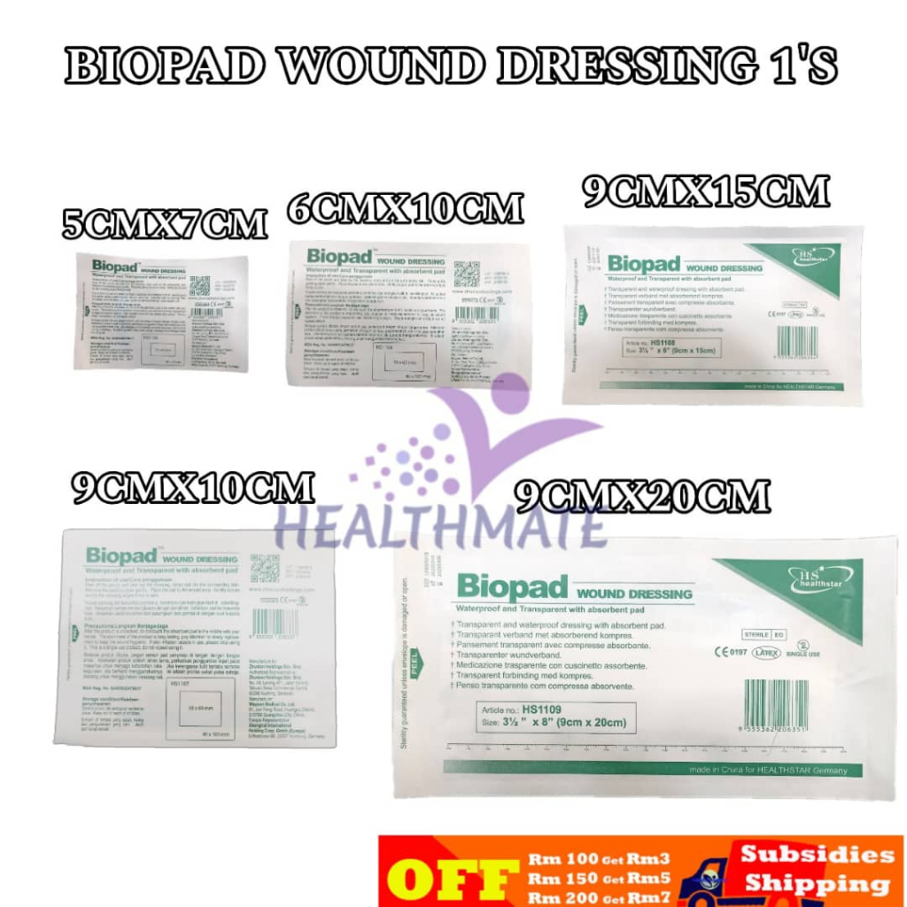 BIOPAD WOUND DRESSING WATERPROOF & TRANSPARENT PLASTER (1'S) | Shopee ...