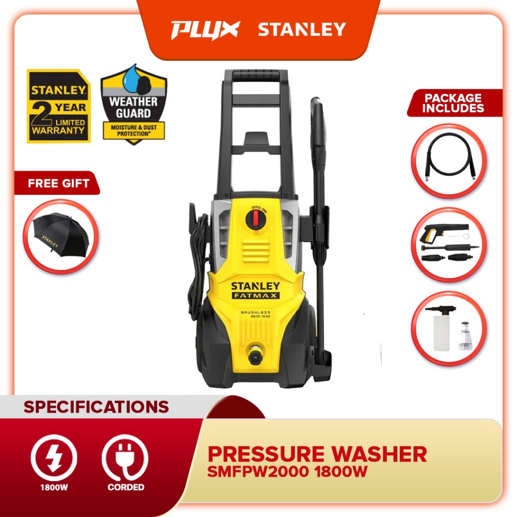 STANLEY® FATMAX® SFMPW2000 1800W Corded Brushless Pressure Washer ...