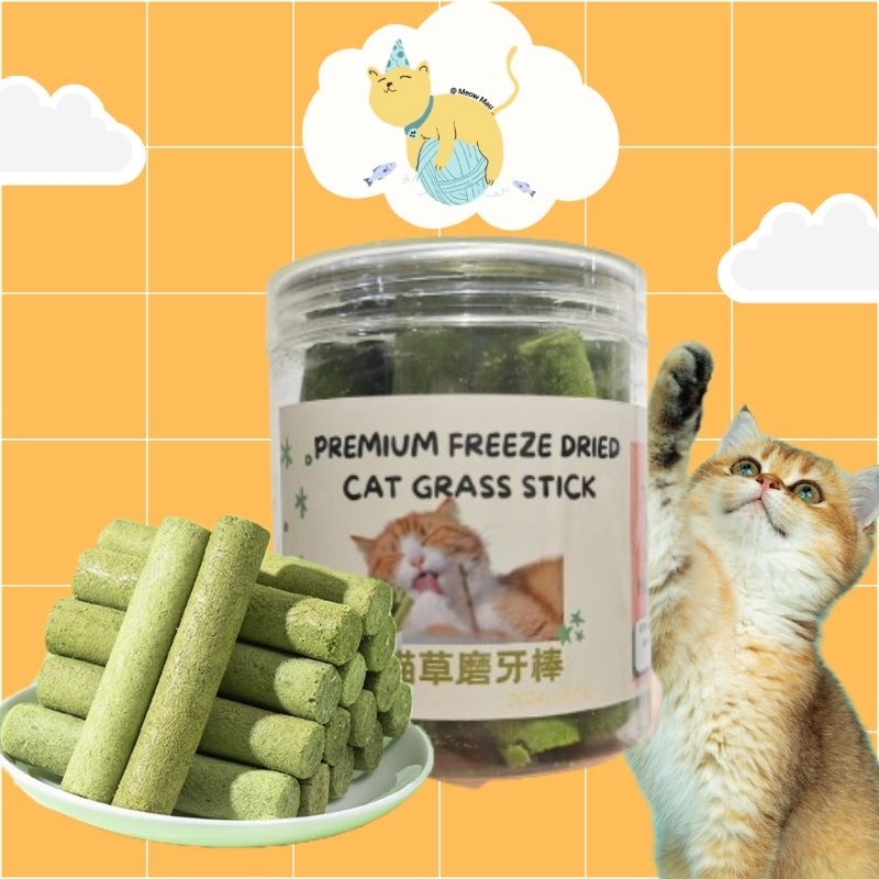 MeowMau (15sticks/Can) Freeze Dried Cat Grass Stick 冻干猫草棒 Hairball ...
