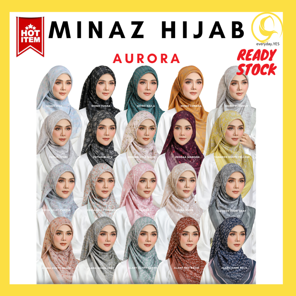 [ READY STOCK AURORA Minaz Hijab ] Raya Series Tudung Bawal Plain ...