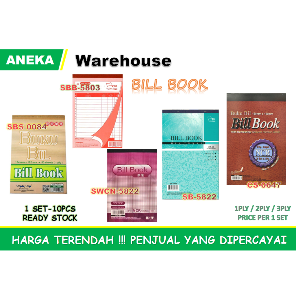 Bill Book / 1PLY/2PLY/3PLY / 1SET-10PCS / READY STOCK | Shopee Malaysia