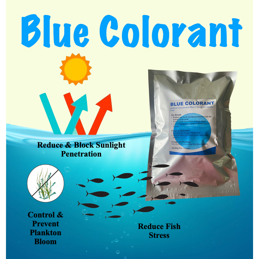 500gm Blue Powder Aquaculture Pond Colorant (Concentrated) for Fish and ...