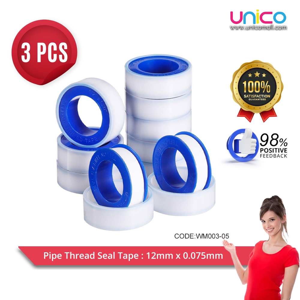 (3Pcs) Pipe Thread Seal Tape: High-Quality 12mm x 0.075mm x 10m Roll ...