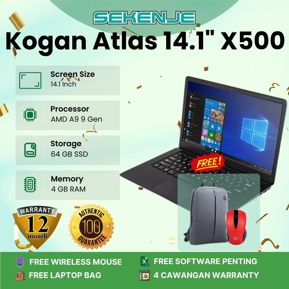 Kogan Atlas 14.1" X500 AMD A9 4GB RAM 64GB Windows 10 Laptop 100% ...