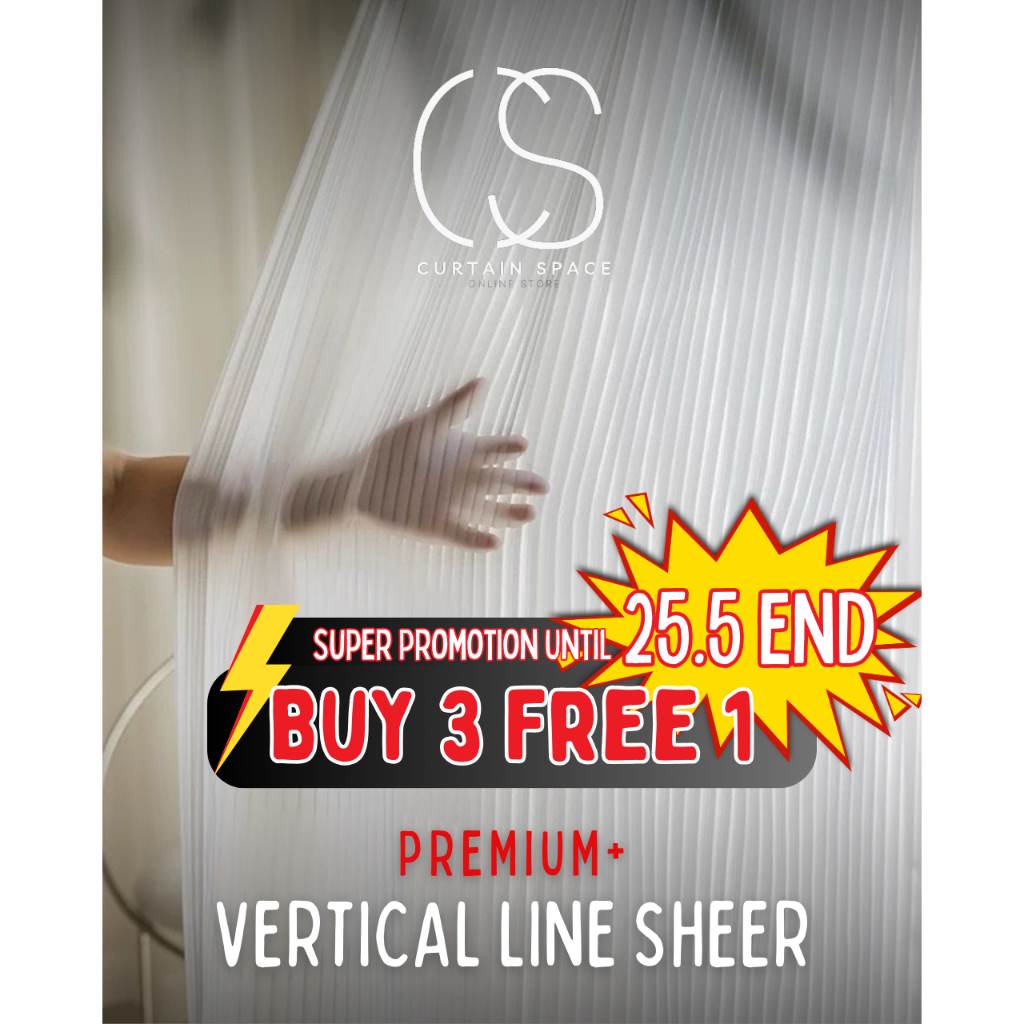 S2 Premium Sheer Vertical Line Sheer Soft lace /Langsir Putih / Day ...