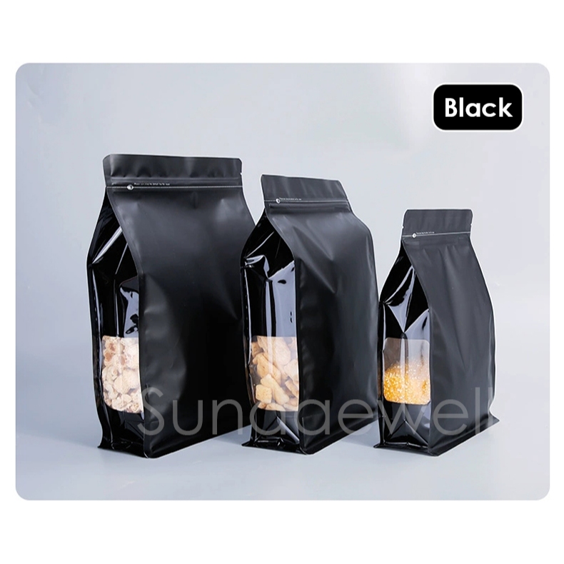Black Color Thick Gusset Aluminum Window Zip-lock Packaging Bag Makanan ...