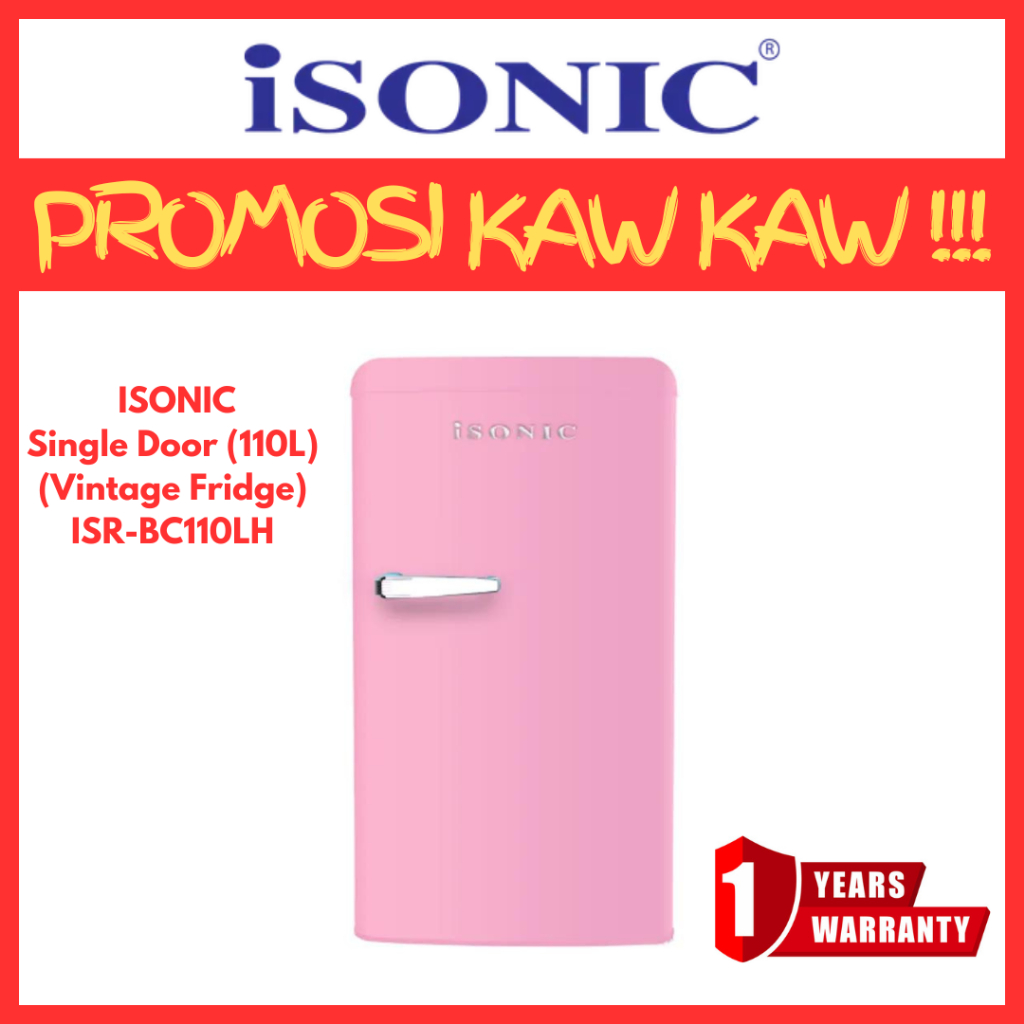 ISONIC ISR-BC110LH 110L SINGEL DOOR FRIDGE VINTAGE DESIGN PETI SEJUK ...
