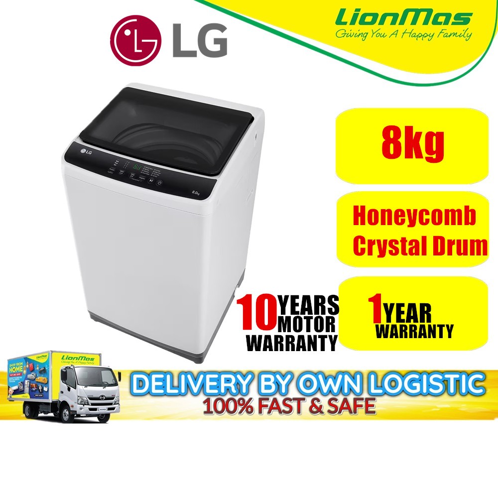 LG 8kg Top Load Washer T2108NT1W1 Washing Machine with Honeycomb Crystal Drum Mesin Basuh ...