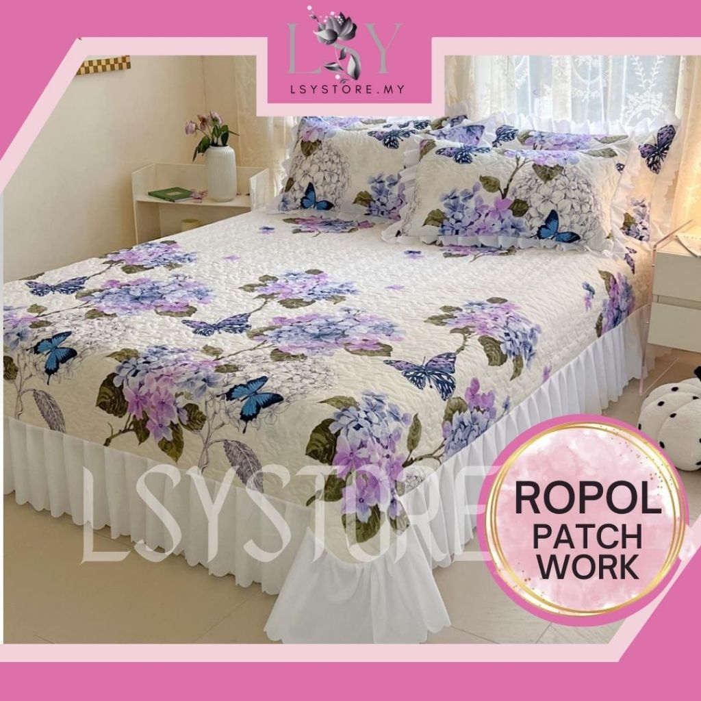 BEDSHEET PATCHWORK LACE 3IN1 KING SIZE /CADAR PATCHWORK RENDA HIGH QUALITY READY STOCK COTTON ...