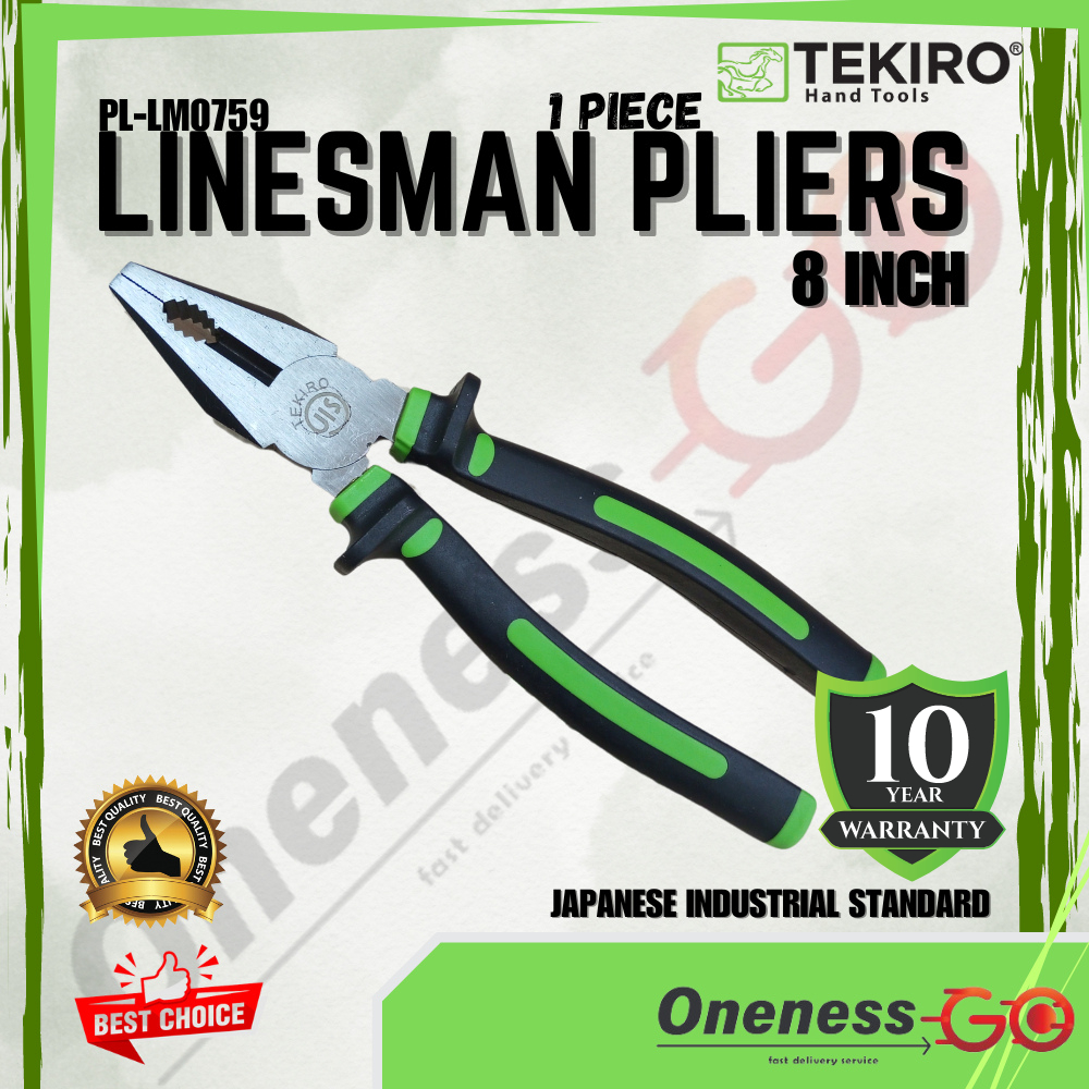 "TEKIRO - LINESMAN PLIERS 8 INCH 1 PC" (PL-LM0759) 8 INCH LINESMAN PLIERS | Shopee Malaysia