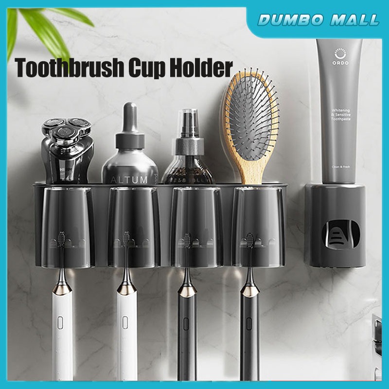 Toothbrush Holder Rack Toothpaste Squeezer Shaver Dispenser Wall Mount ...