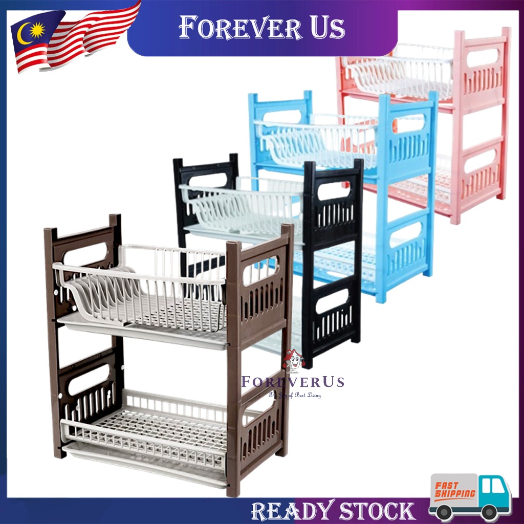 Multipurpose 2 Tier Premium Plastic Dish Drainer Kitchen Storage ...