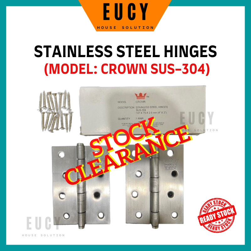 【PROMO】CROWN SUS 304 DOOR HINGE (4") HEAVY DUTY STAINLESS STEEL ENGSEL ...