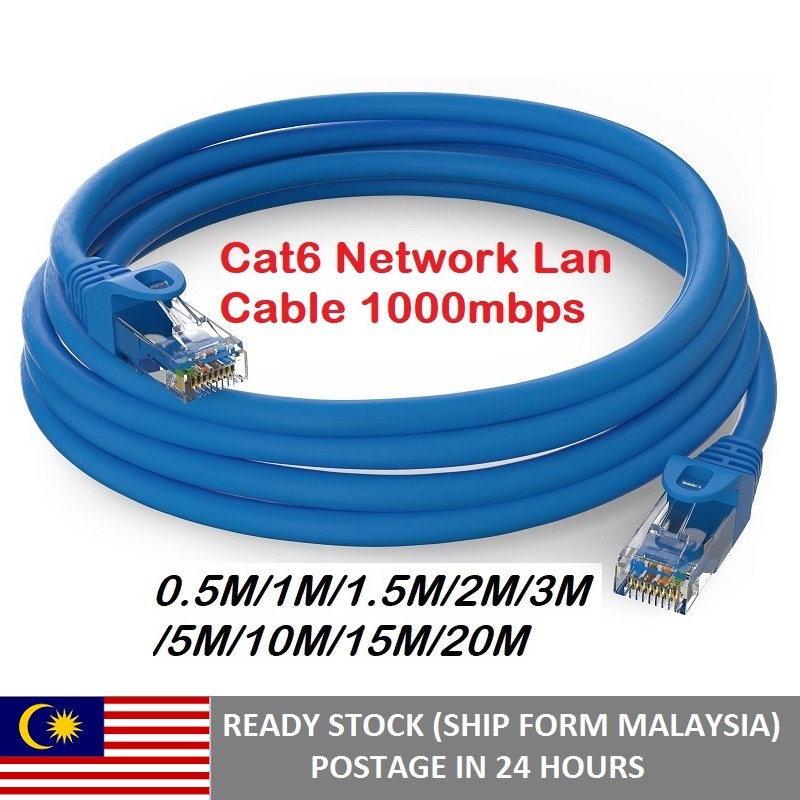 Cat6 Network Lan Cable RJ45 1000mbps Patch Gigabit Ethernet Cable Blue COMPUTER CABLE 0.5M/1M/1 ...