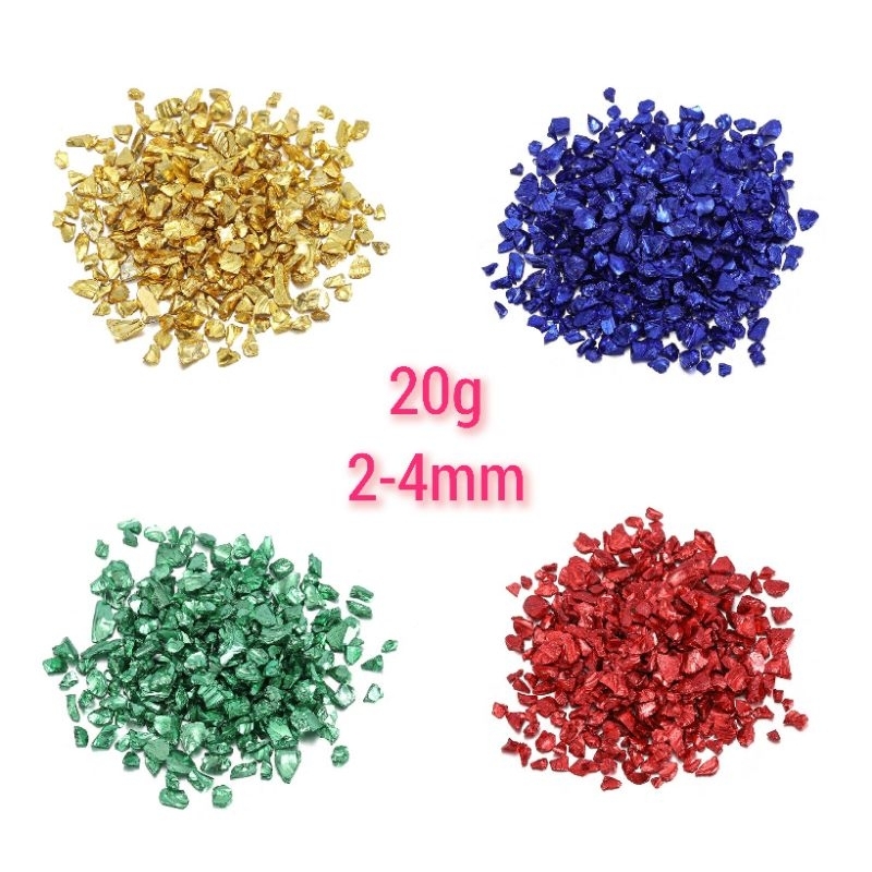 (Ready Stock) 20g 2-4mm Crushed Stone Sand Metallic Metal Colour Art ...