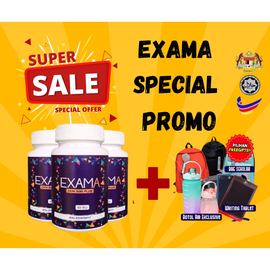 🔥[FLASH SALES] 🔥Exama Vitamin Minda IQ Booster 100 Original HQ. Free Beg sekolah, Writing Tab ...