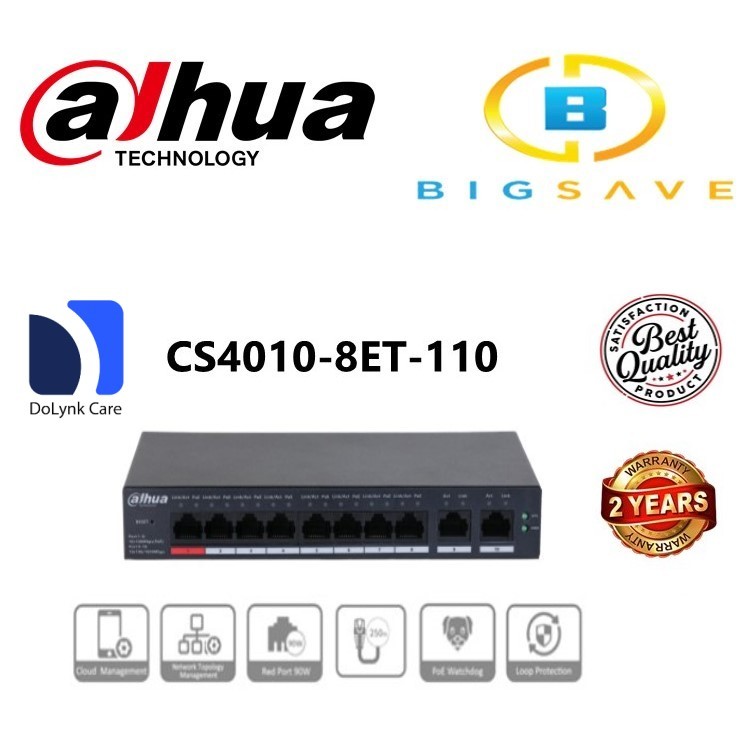 Dahua Cs4010 8et 110 10 Port Cloud Managed Desktop Switch With 8 Port Poe Shopee Malaysia