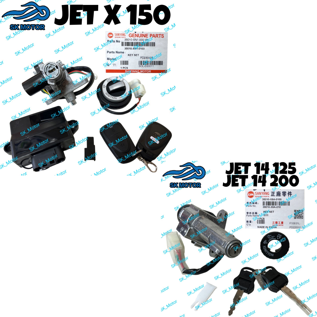 SYM JET X 150 14 125 200 Original Ignition Main Switch Full Key Suis ...