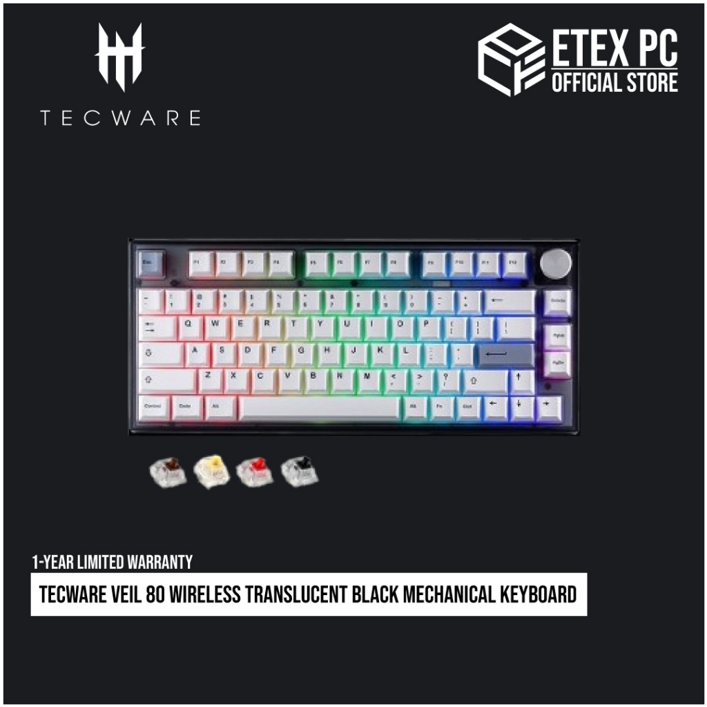Tecware Veil 80 Wireless Translucent Black Mechanical Keyboard ...