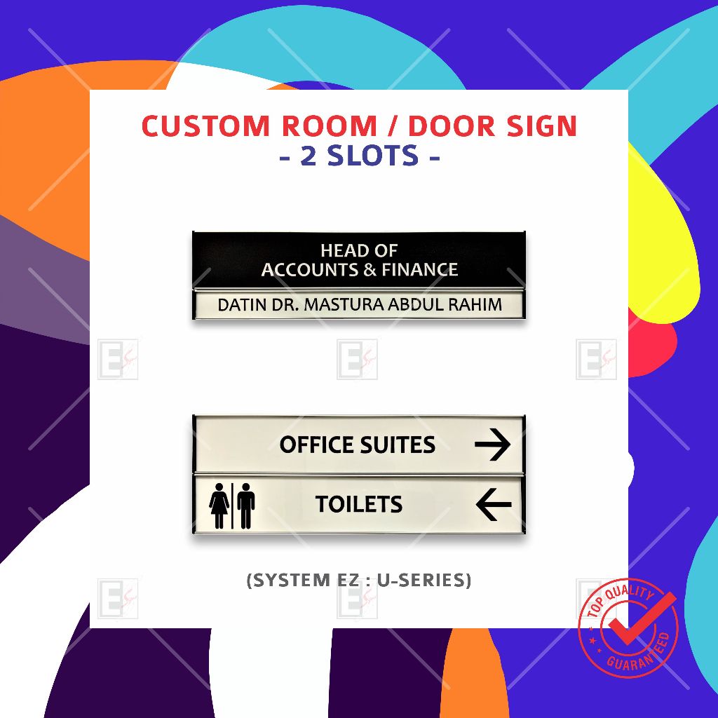 E-Signs Wall / Door Sign (2 Slots) - 28cm Silver Aluminium Frame ...