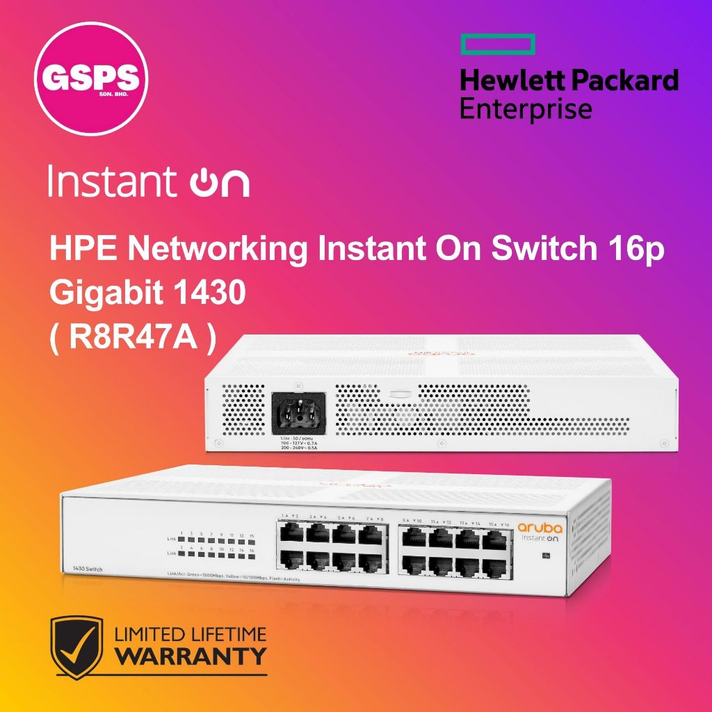 HPE Networking Instant On Switch 16p Gigabit 1430 ( R8R47A ) | Shopee ...