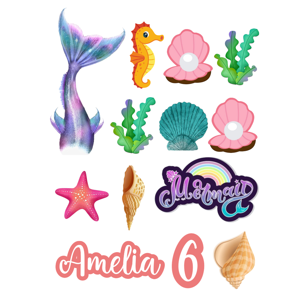 Mermaid Sea Shells Custom Topper Birthday Cake | Shopee Malaysia