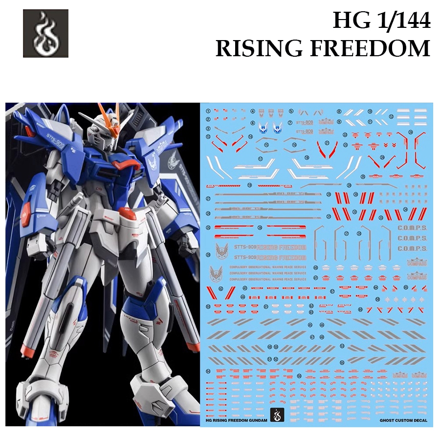 [COPY GHOST] HG94 HG 1/144 RISING FREEDOM GUNDAM STTS-909 WATER SLIDE ...