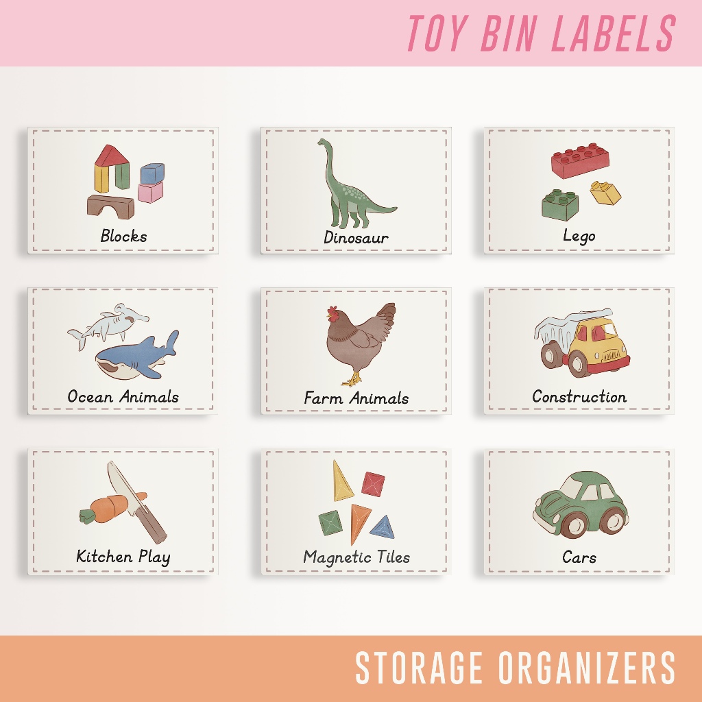 Toy Bin Labels Kids Storage Labels Children Organizer Kids Organizer ...