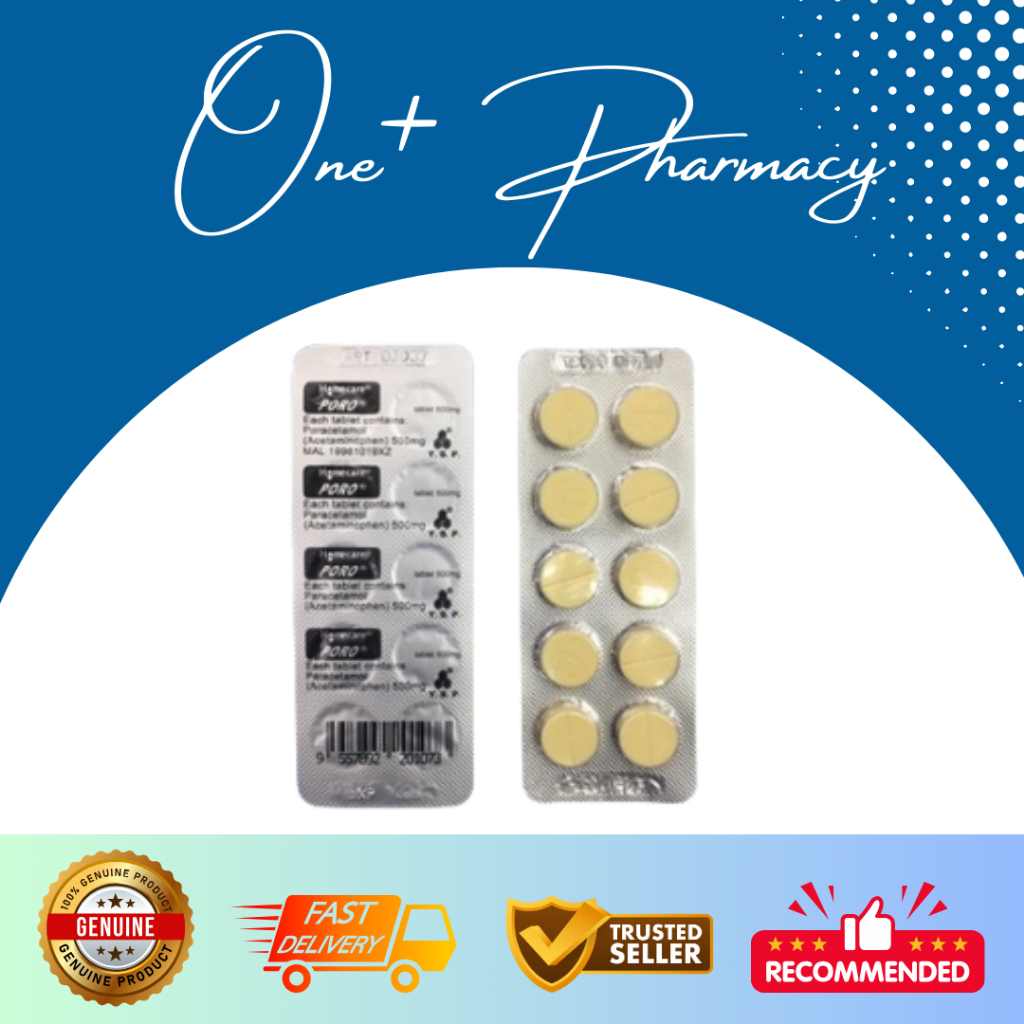Poro tablet 500mg 10’s (1 papan) (paracetamol) fever &headache | Shopee ...