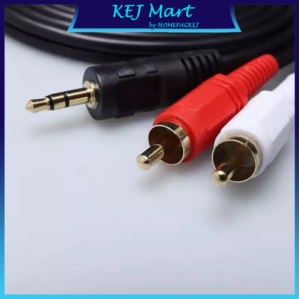 AUX RCA Cable 1.5M Gold-Plated 3.5mm Stereo Audio 2 RCA L/R Audio Cable ...