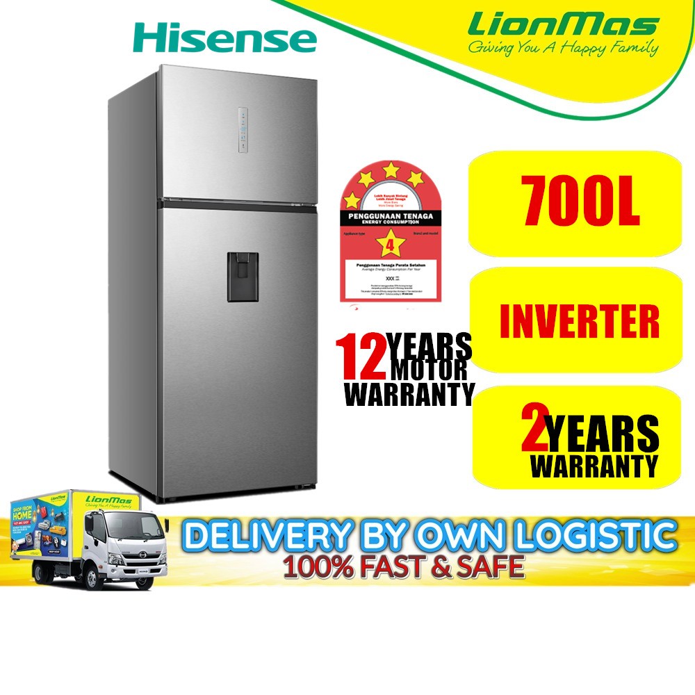 Hisense 700L Inverter 2 Door Refridgerator Fridge Freezer Peti Sejuk ...