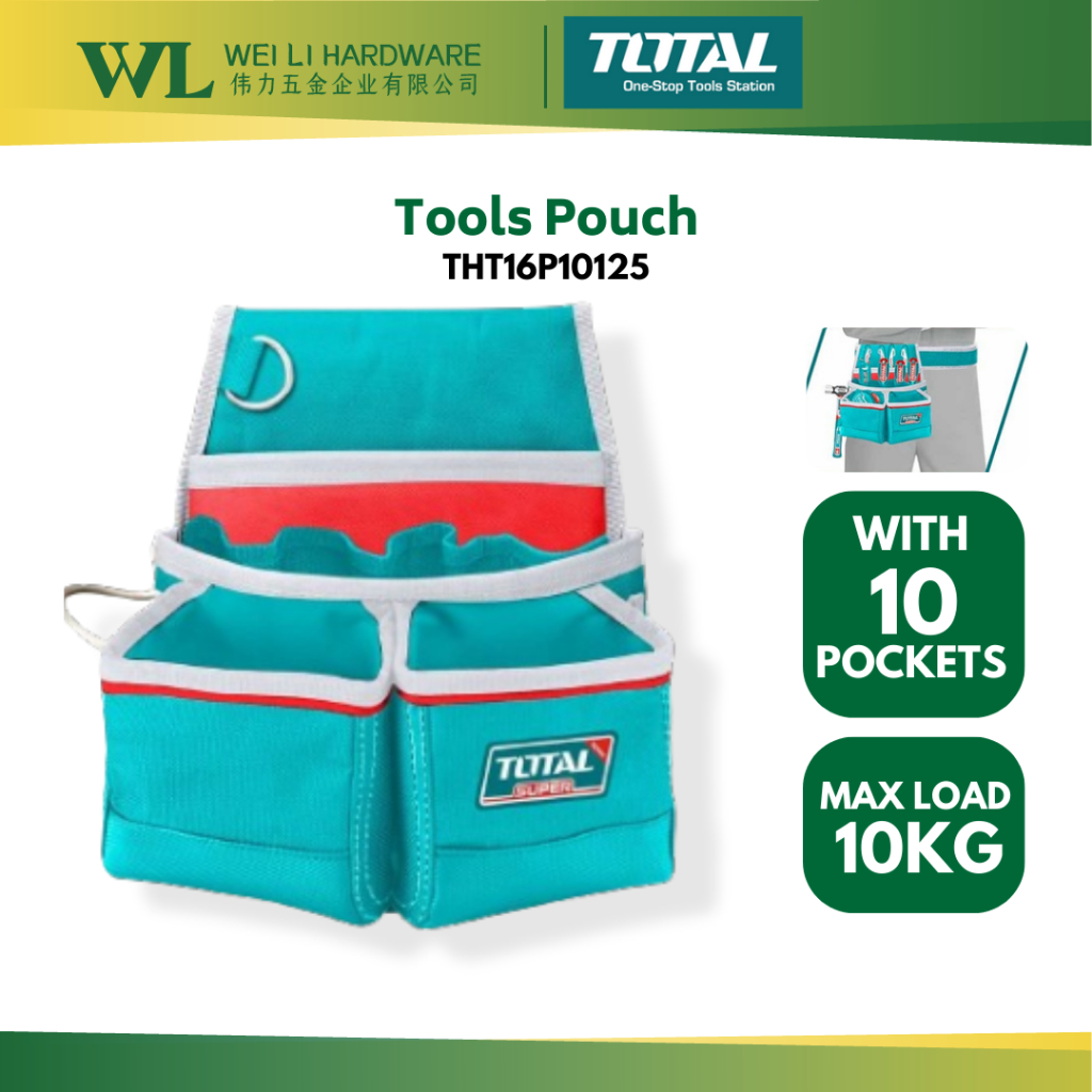 TOTAL Single Tools Pouch Bag THT16P10125 / tool bag hammer holder ...