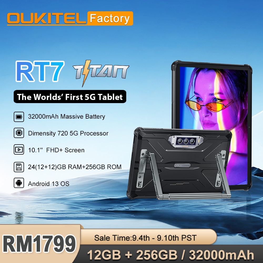 【In Local】Oukitel RT7 TITAN 5G Rugged Tablet 10.1" FHD+ 32000mAh 12GB ...