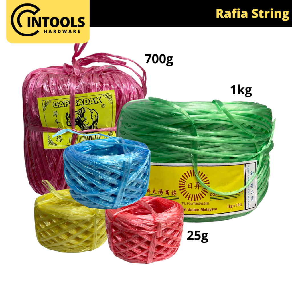 Rafia String 25g / 700g / 1kg +/- Raffia PP Tali Ikat Bungkus Benang Packing Packaging Tie Rope ...