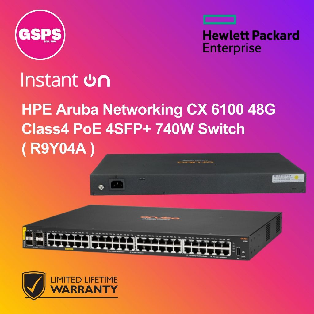HPE Aruba Networking CX 6100 48G Class4 PoE 4SFP+ 740W Switch ( R9Y04A ) | Shopee Malaysia