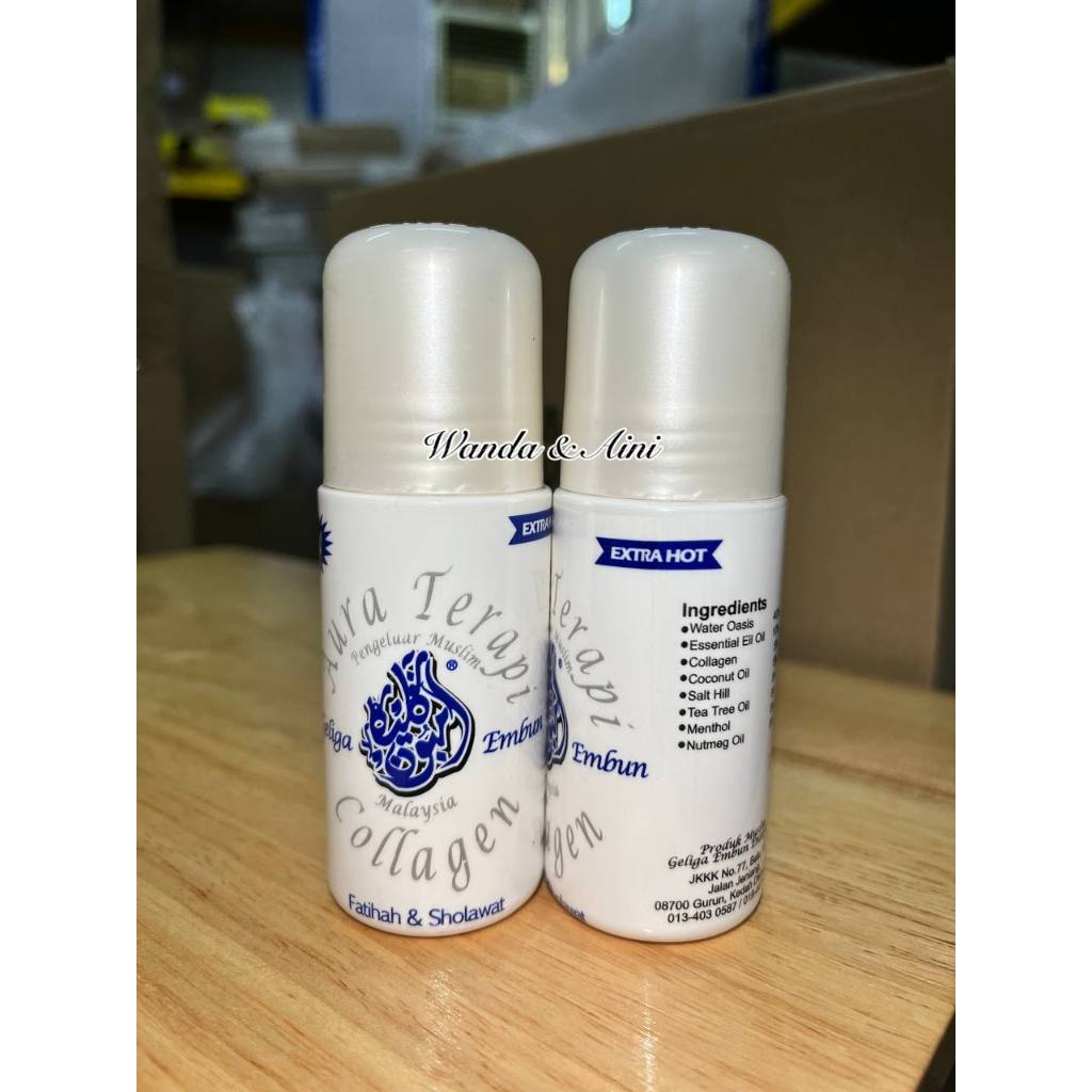 10 BOTOL AURA TERAPI EXTRA HOT COLLAGEN LOGO BIRU MINYAK ANGIN ROLL ON ...