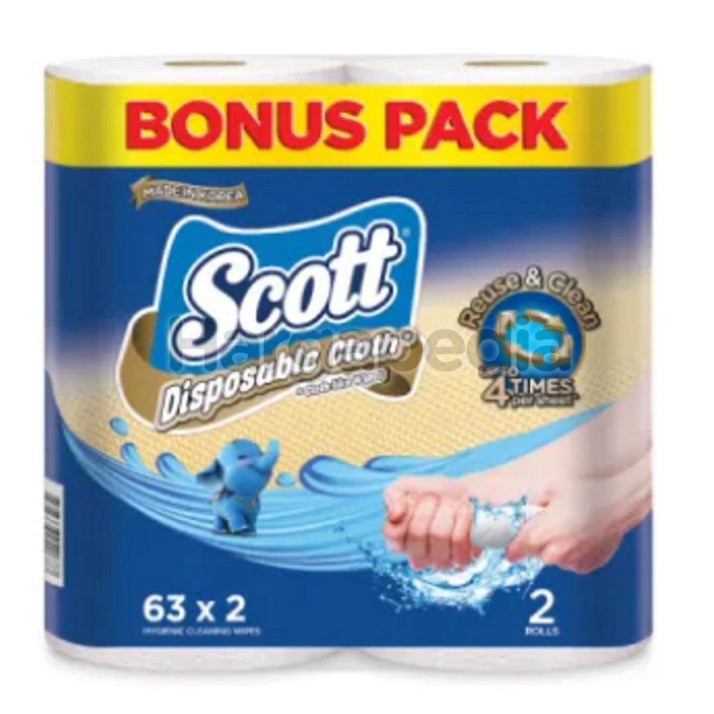 Scott Disposable Cloth-Like Wipes (63's x 2 Packs / 1 Pack) | Shopee ...
