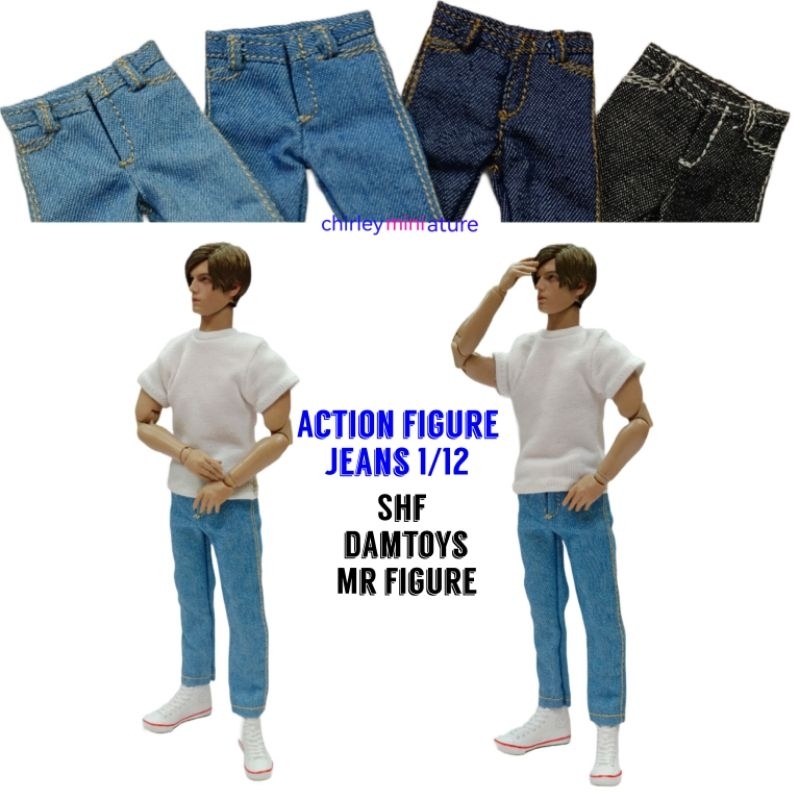 Action figure Jeans 1/12 / Action figure clothes 1/12 Mr.Figure Shf ...
